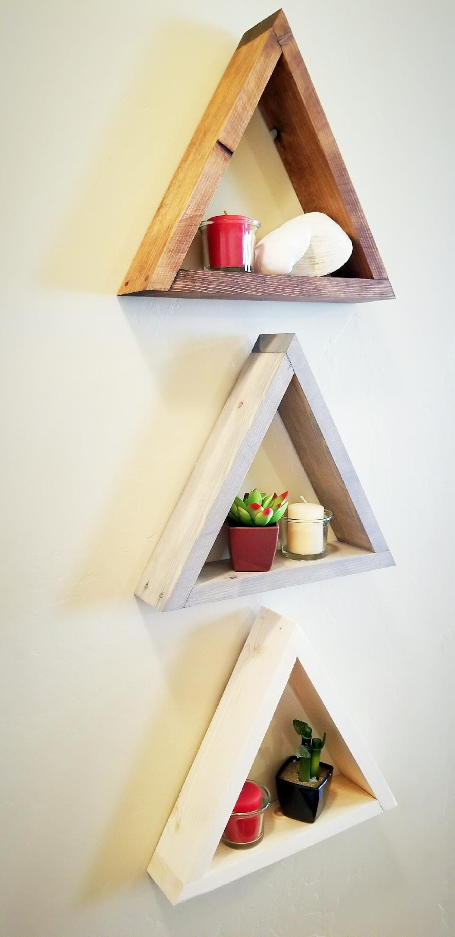 Triangle Floating Shelves 3 Pack Modern Triangle Hanging | Etsy