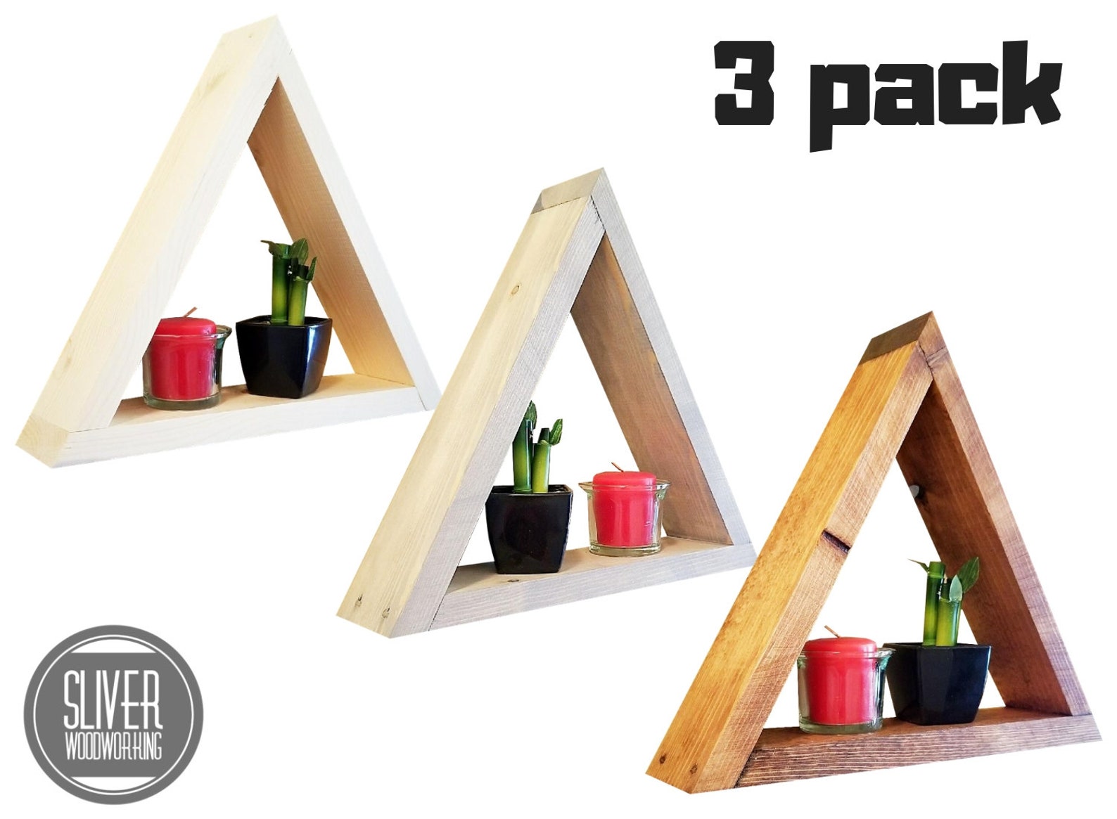 Triangle Floating Shelves 3 Pack Modern Triangle Hanging | Etsy