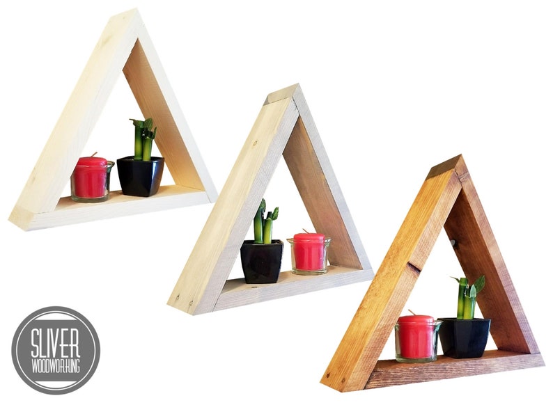 Triangle Floating Shelf, Modern Triangle Hanging Shelf, Triangle Wall ...