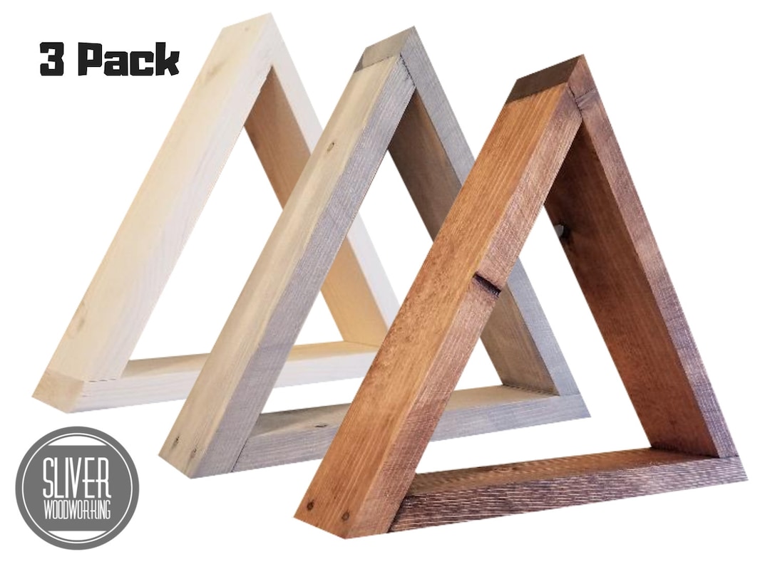 Triangle Floating Shelves (3 Pack) Modern Triangle Hanging Shelf ...