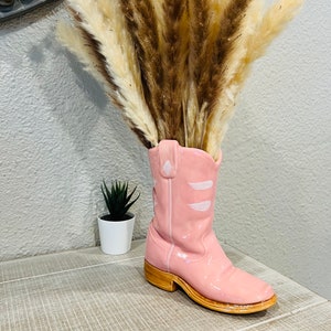 8" Ceramic Pink Cowboy Boot Vase, Boho Decor, Pink Cowboy Boot, Cowgirl ...