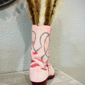 Hand Painted Ceramic Pink Cowgirl Boot Vase, Boho Decor, Cowboy Boot ...
