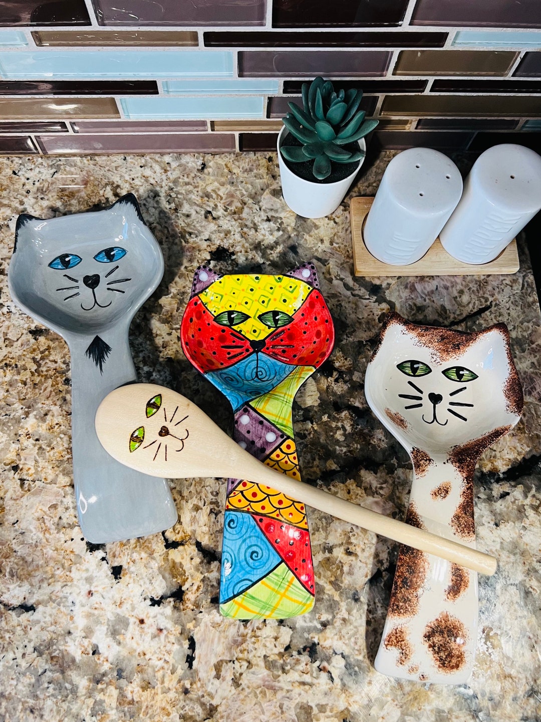 Fun Cat Spatula Holder - Spoon Rest - Cooking - Spatula Spoon Holder ...