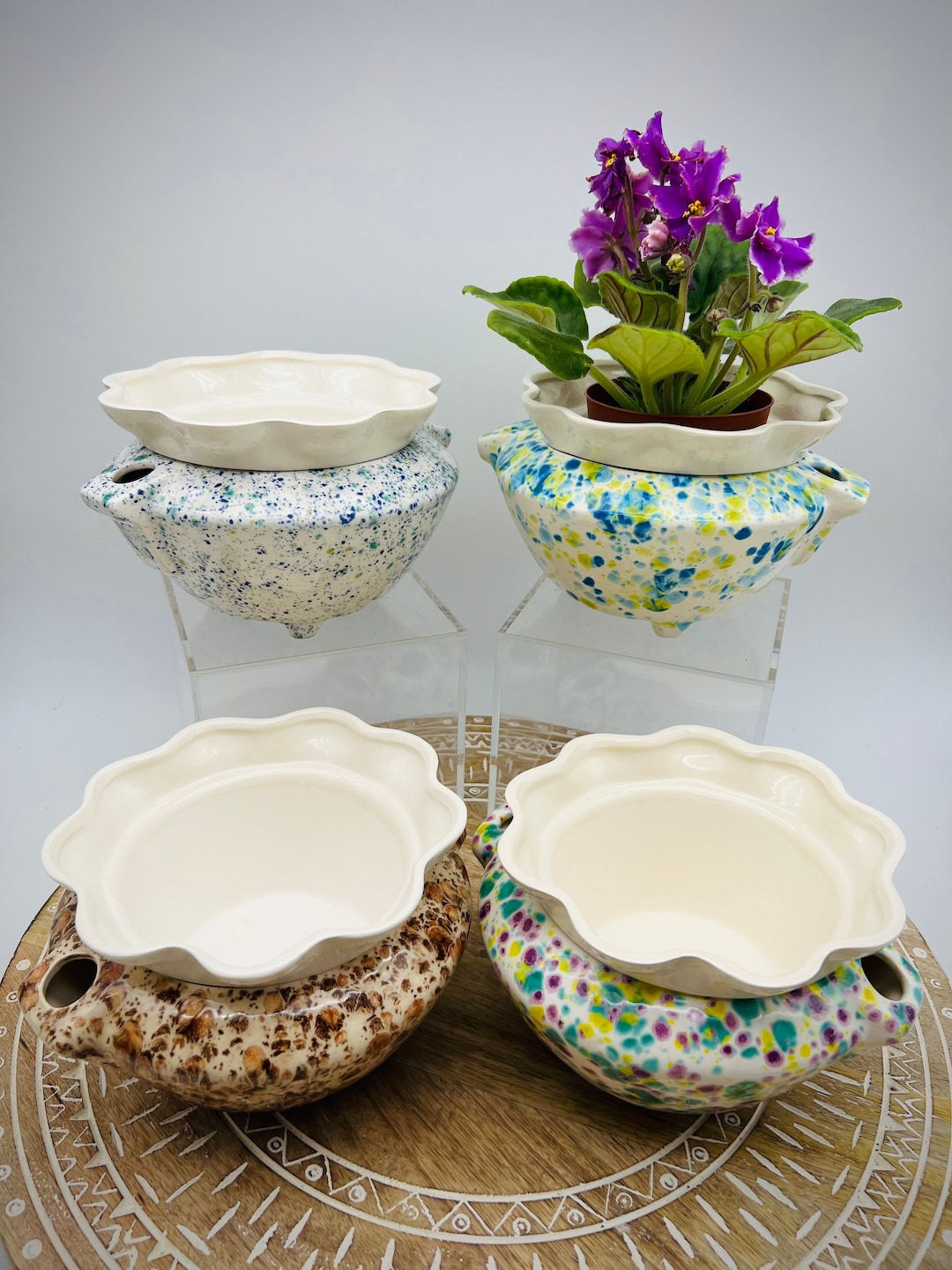 African Violet Pot, Large - Self Watering Pot - Violet Pot - House ...