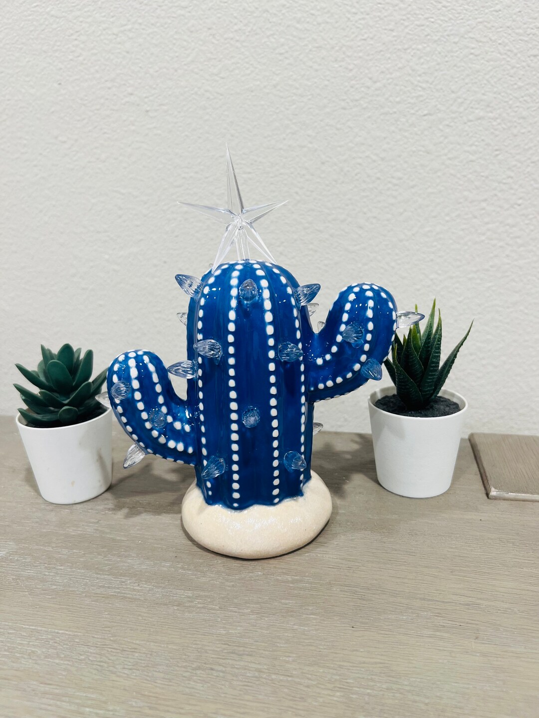 Cactus Tree With Lights, Vintage Style Light-up Cactus, Blue Cactus ...