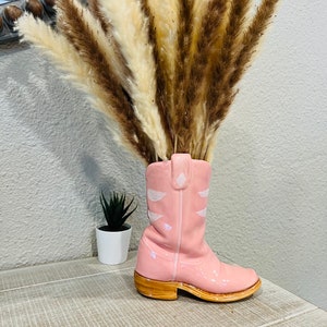8" Ceramic Pink Cowboy Boot Vase, Boho Decor, Pink Cowboy Boot, Cowgirl ...