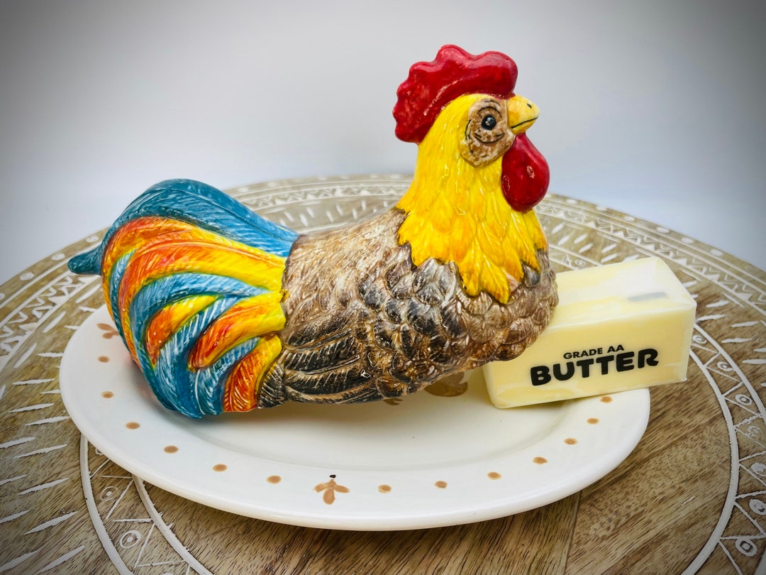 Rooster Butter Dish, Farm Life, Farmhouse Kitchen, Rooster Lover ...