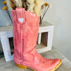 Cowboy Boot Vase, 12” Handpainted Boot Vase, Boho Decor - Pink Cowboy ...
