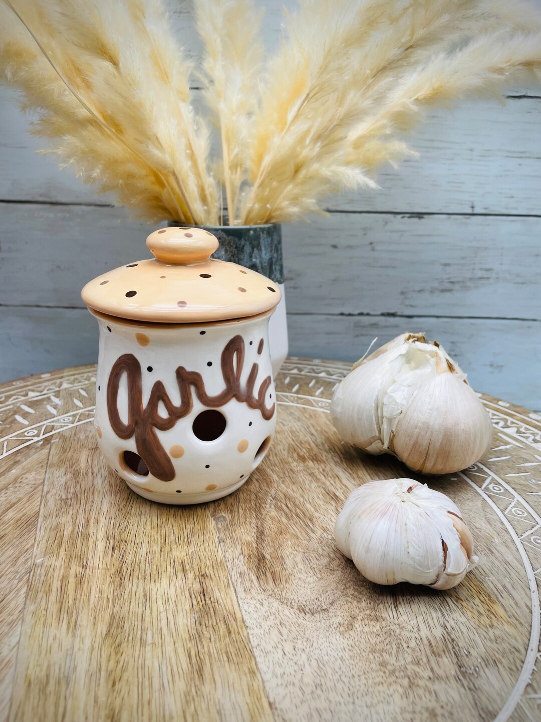Ceramic Garlic Keeper - Garlic Jar - Garlic Storage Jar - Jar for ...
