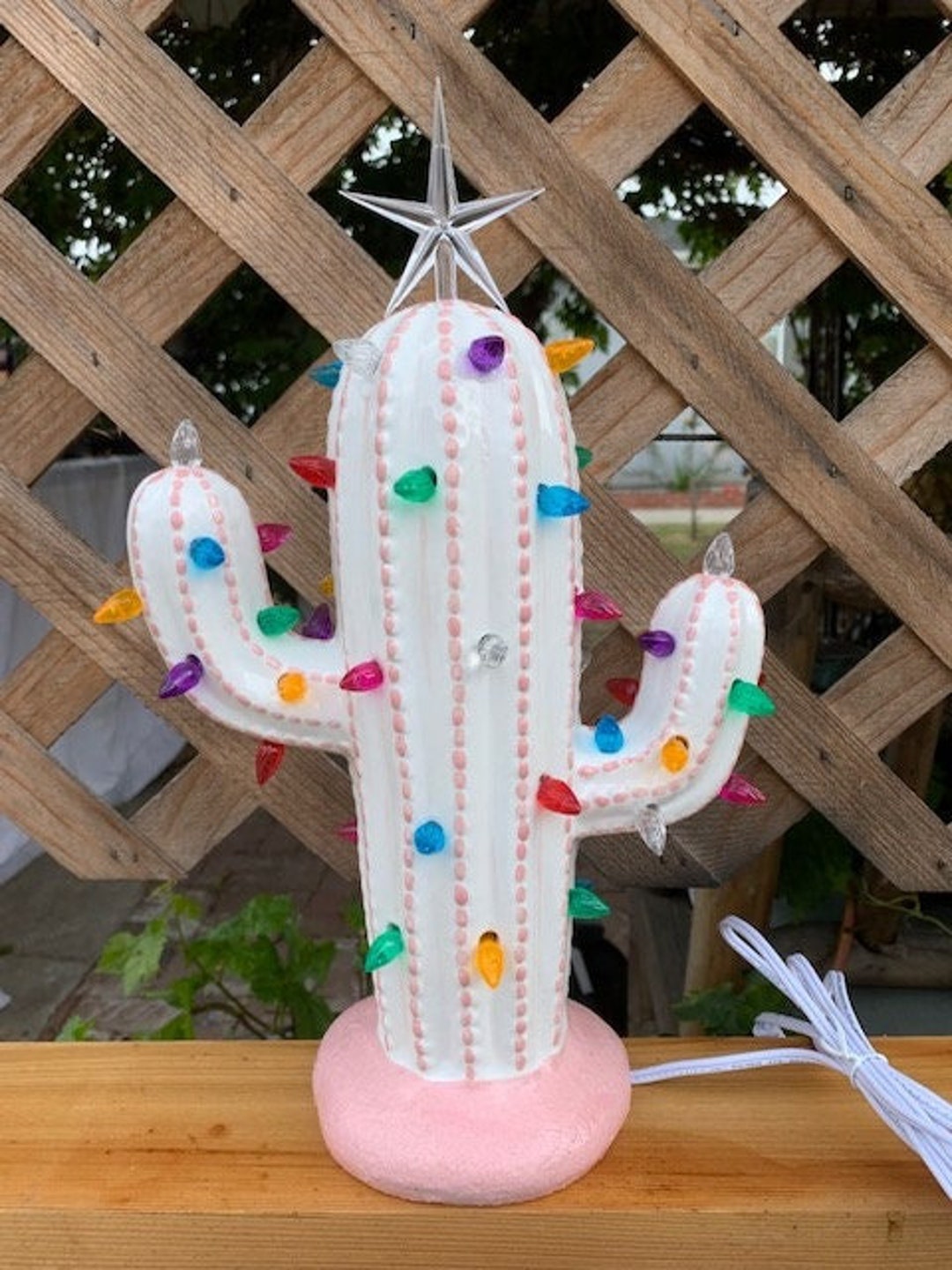 Pink Ceramic Cactus Light , Lighted Cactus, Cactus Tree, Cactus Holiday ...