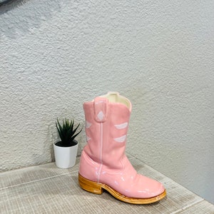 8" Ceramic Pink Cowboy Boot Vase, Boho Decor, Pink Cowboy Boot, Cowgirl ...
