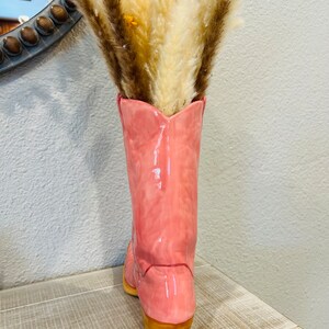 Cowboy Boot Vase, 12” Handpainted Boot Vase, Boho Decor - Pink Cowboy ...