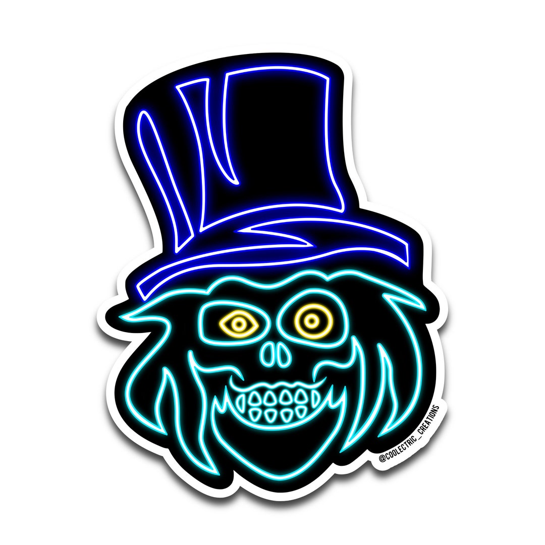 Neon Hatbox Ghost Sticker - Etsy