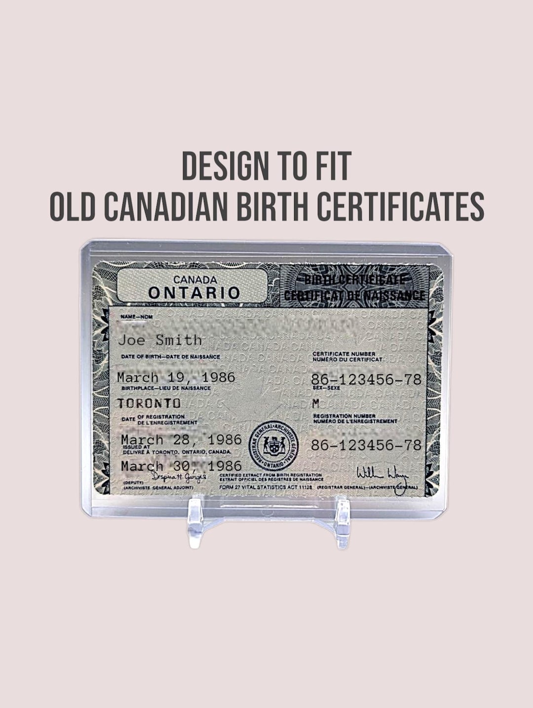 Rigid Clear Plastic Case for Old Style Canadian Birth Certificates - Etsy