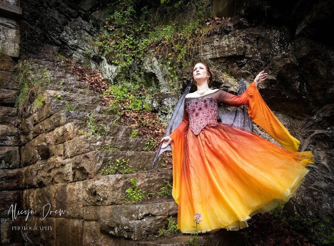 Fire Faerie Whimsical Ombre Corset Dress - Etsy