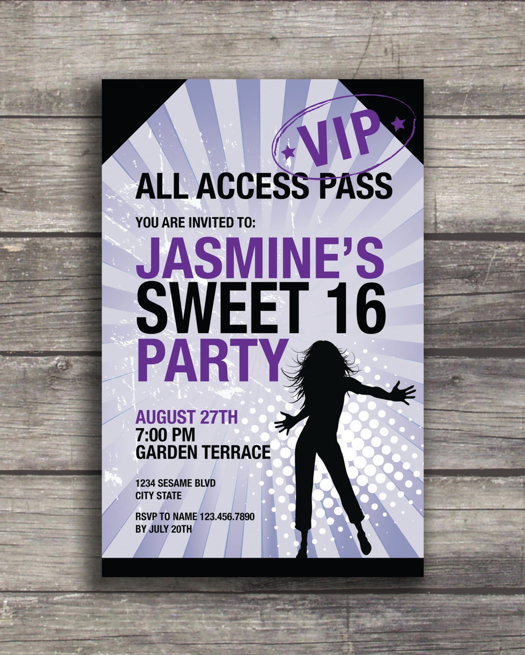 Sweet 16 Party Invitation DIGITAL PRINT Dance - Party- Fun - Teenager ...
