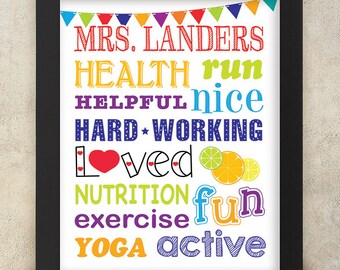 Personalized Art Teacher Subway Art With Name 8 X 10 Digital | Etsy