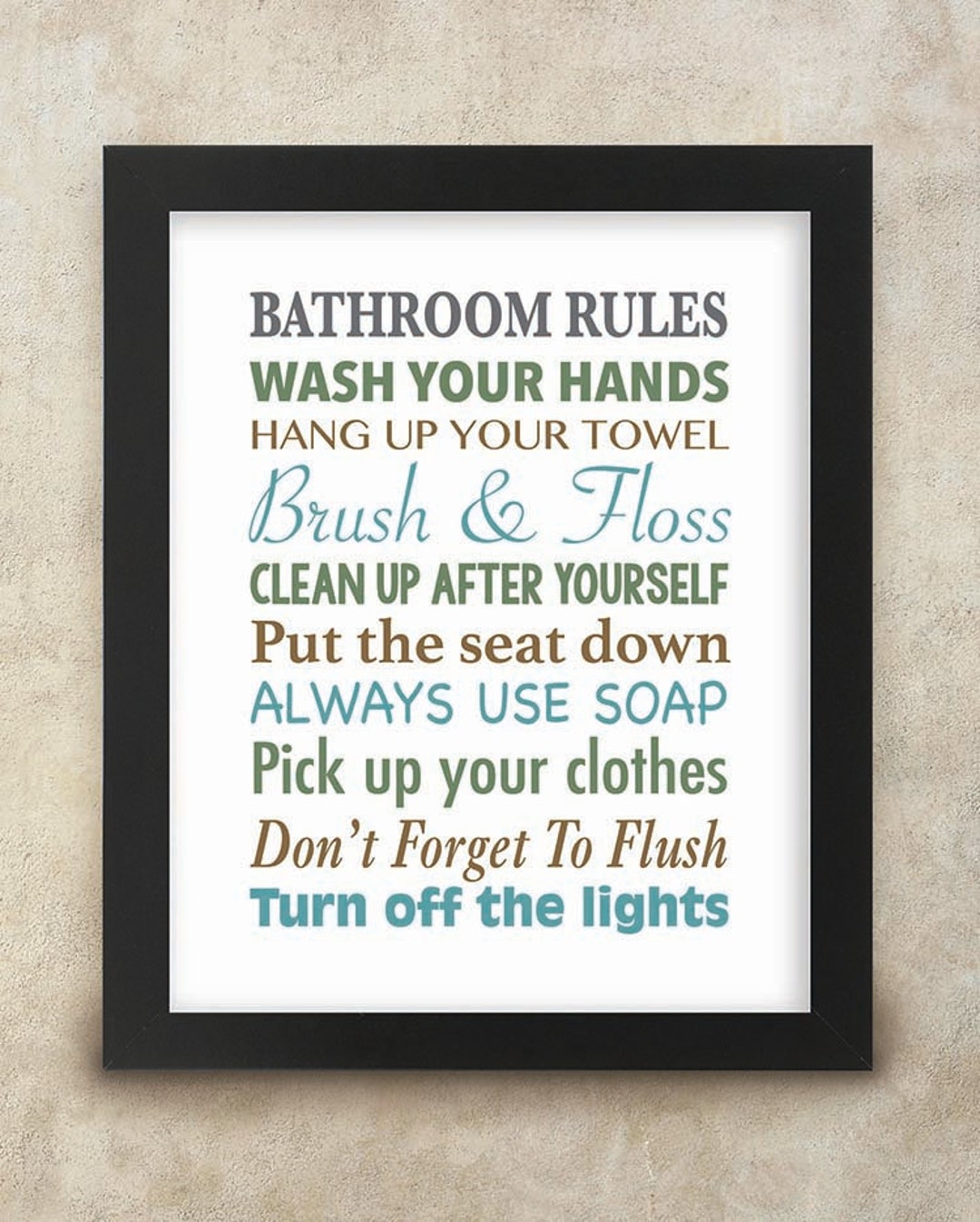 Bathroom Rules Wall Art 8x10 Digital Print - Kids Bathroom - Bathroom ...