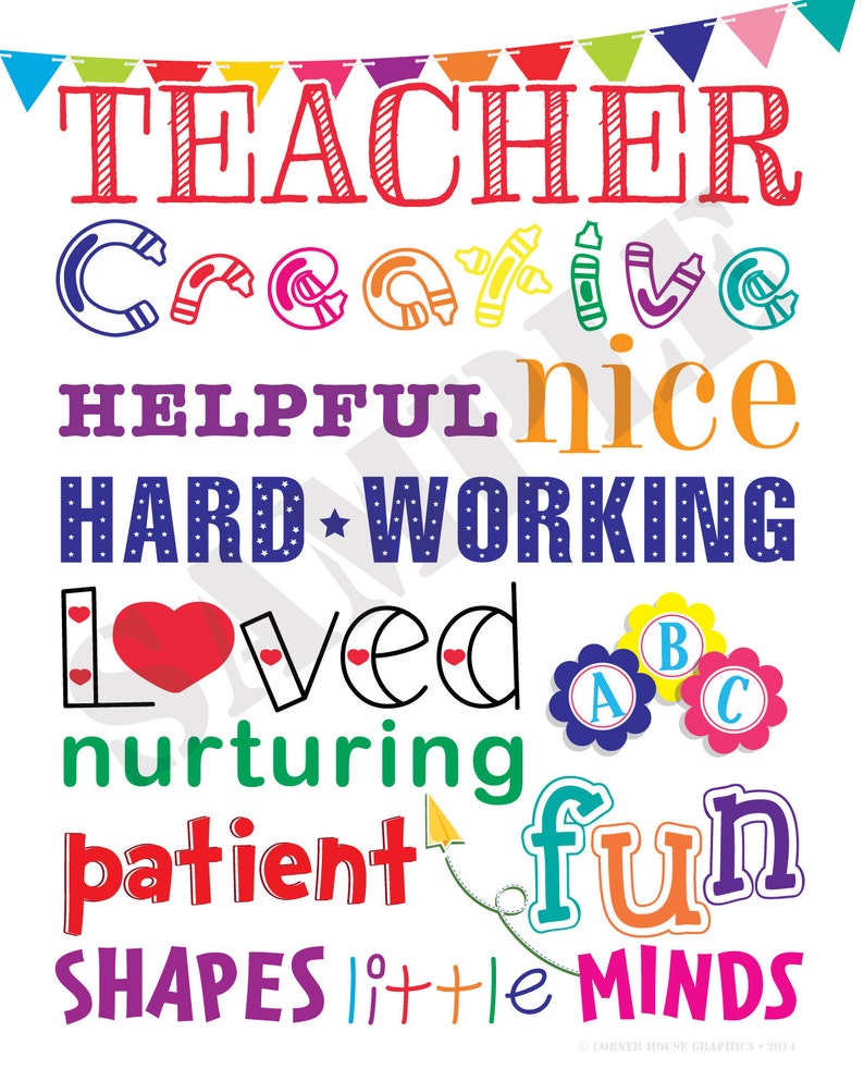 Teacher Subway Art 8x10 Instant Download Teacher - Etsy