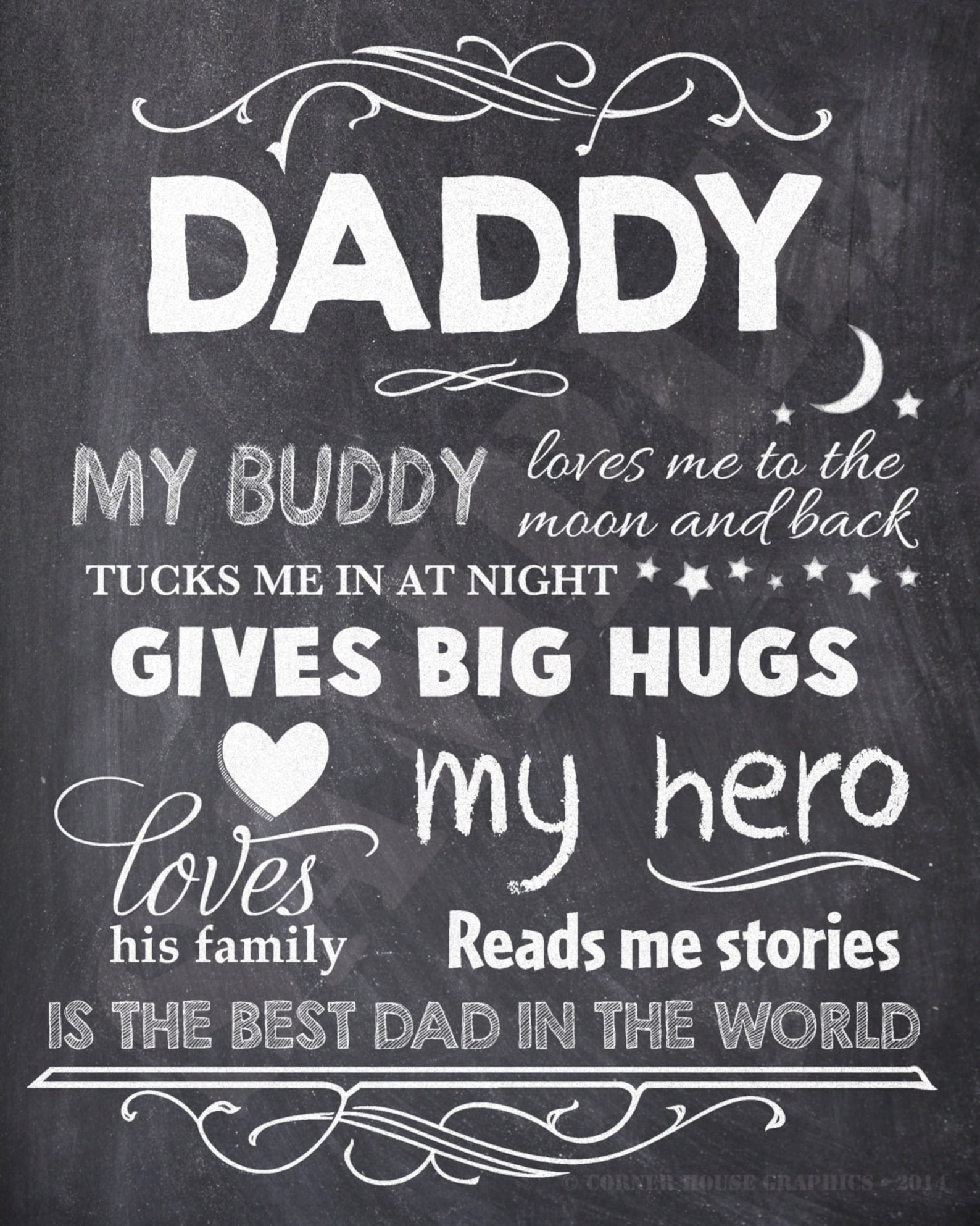 Daddy Father's Day Chalkboard Sign 8x10 Subway Art Instant Download - Etsy