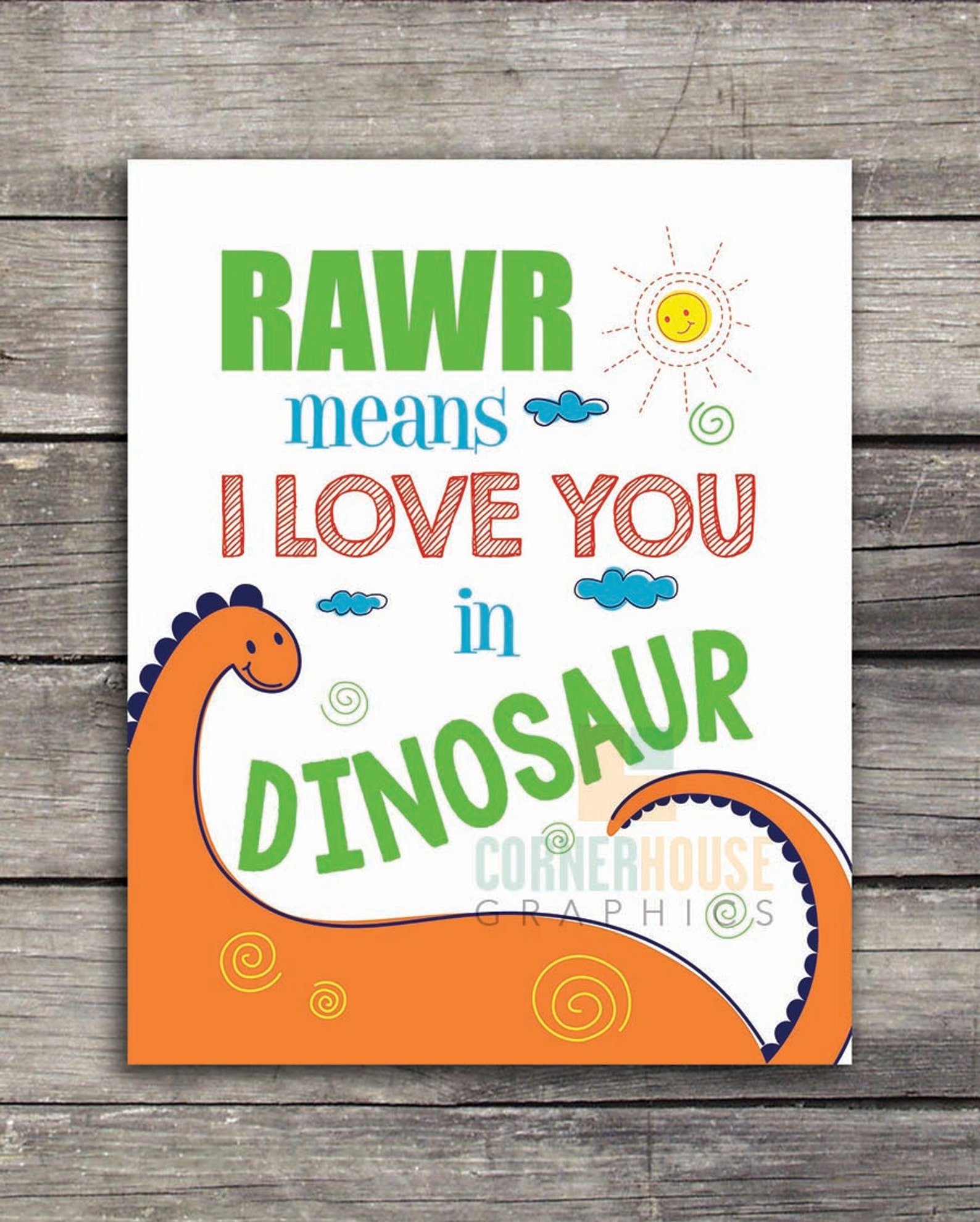 RAWR Means I Love You in Dinosaur 8x10 Sign Digital Download - Wall Art ...