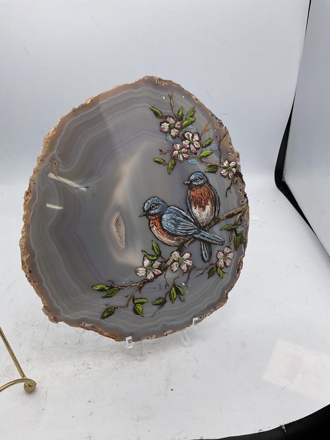 Blue Bird on Brazilian Agate - Etsy