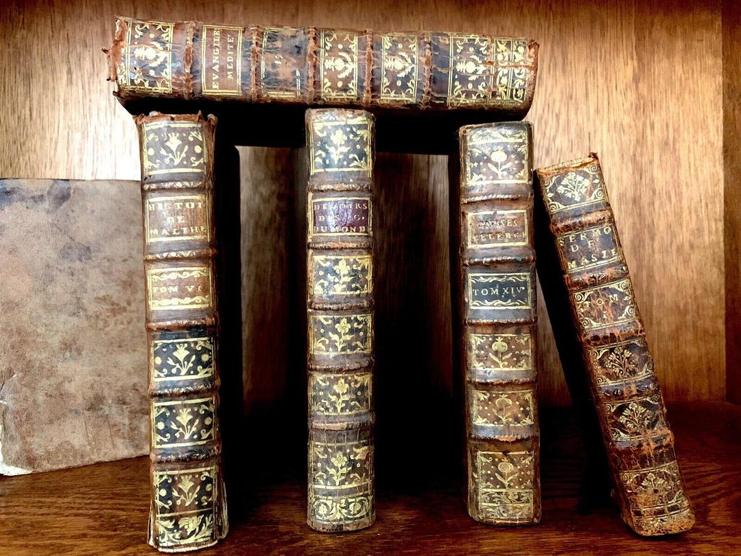 OLD BOOK Leather Antique Binding From 1700s - Literature, History ...