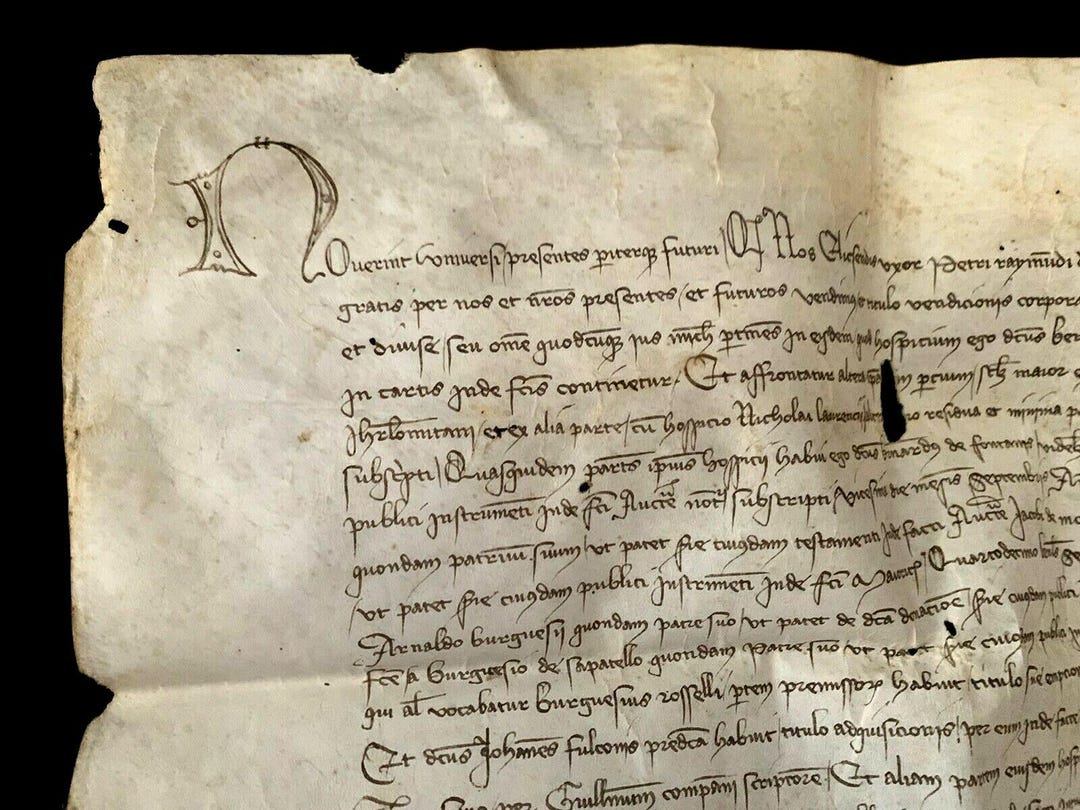 1384 XL MEDIEVAL VELLUM - Houses on St. Felio Street Purchase and ...
