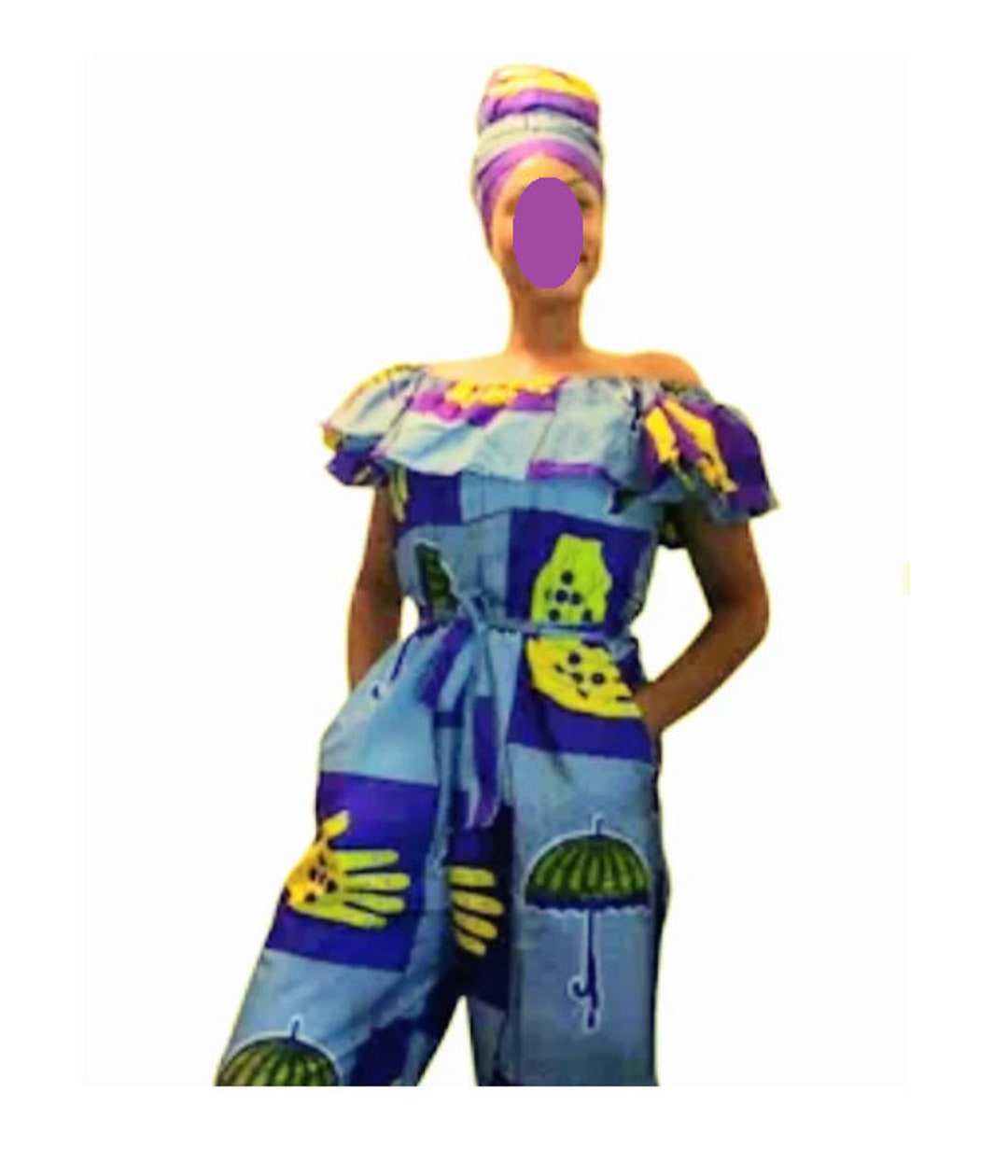 African off the Shoulder Romper. African Print Jumpsuit With Belt ...