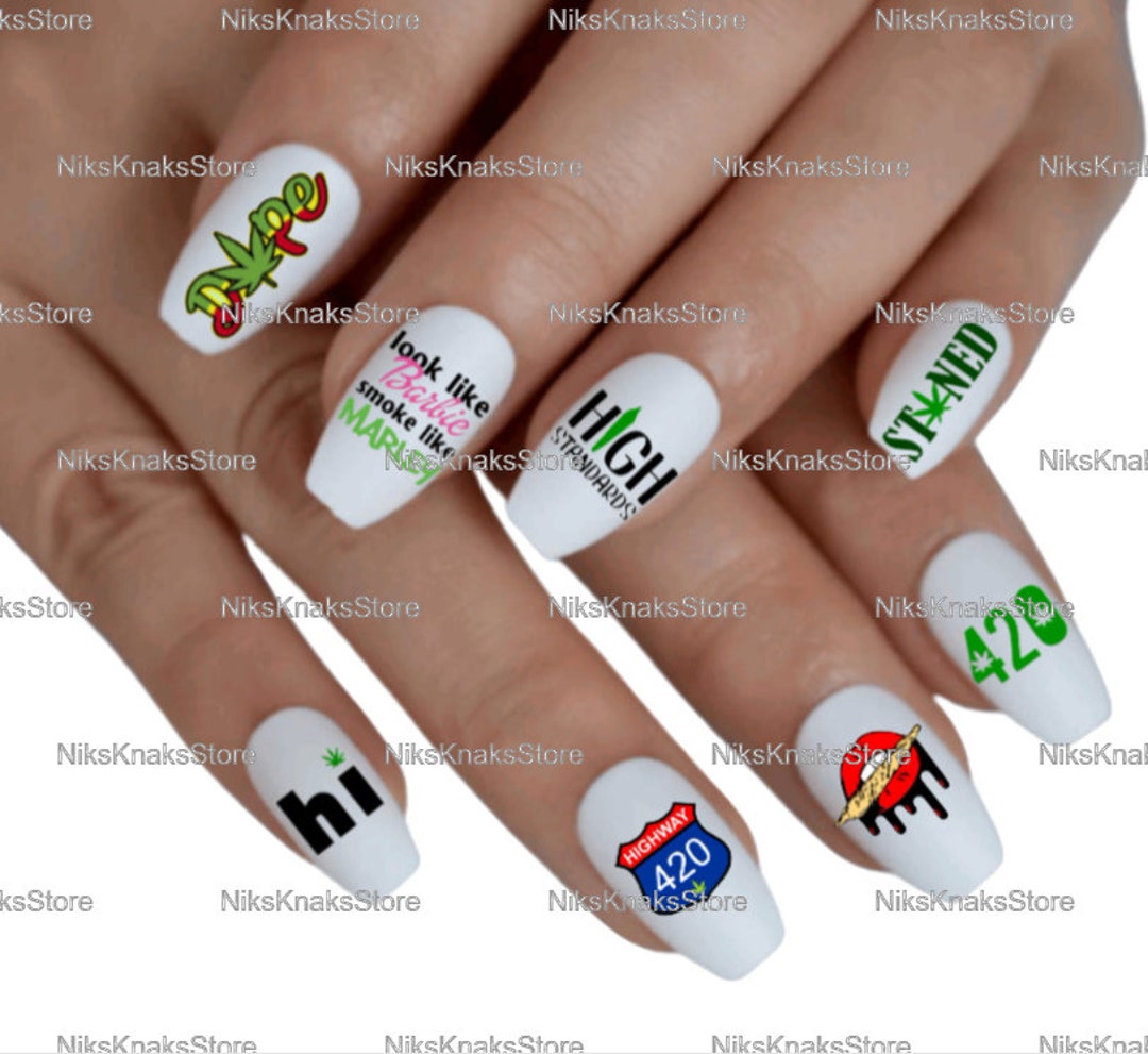 420 Smoker Marijuana Weed BOGO (background) DIY Manicure Nail Art ...