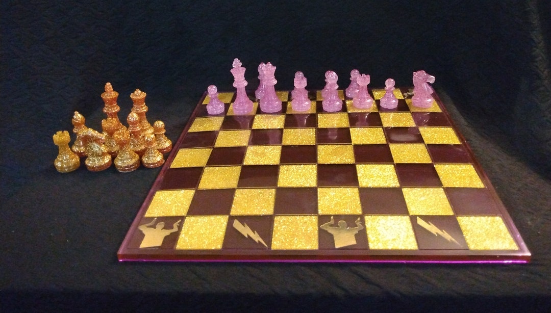 Purple and Gold Chess Board. Gift for Father Gift for Man - Etsy
