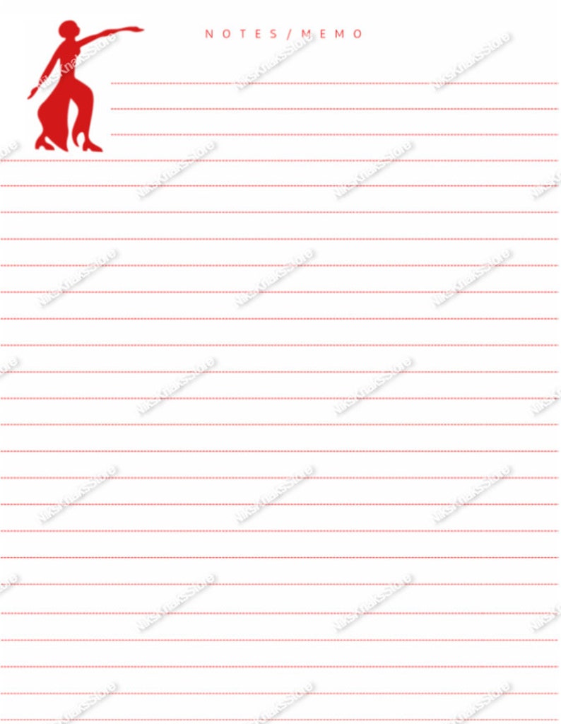 Red and White Memo Notes, Printable Memo, Instant Download Stationery ...