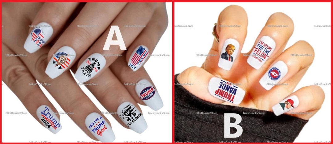 FREE SHIPPING Pro Donald Trump 2024 20+ MAGA Election Diy Manicure Nail ...