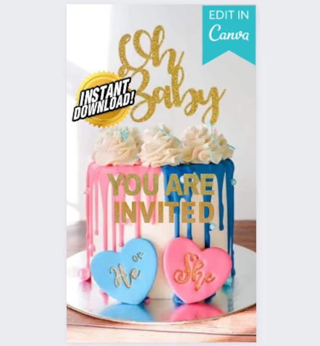 Animated Gender Reveal Invitation for Phone, Email or Social Media ...