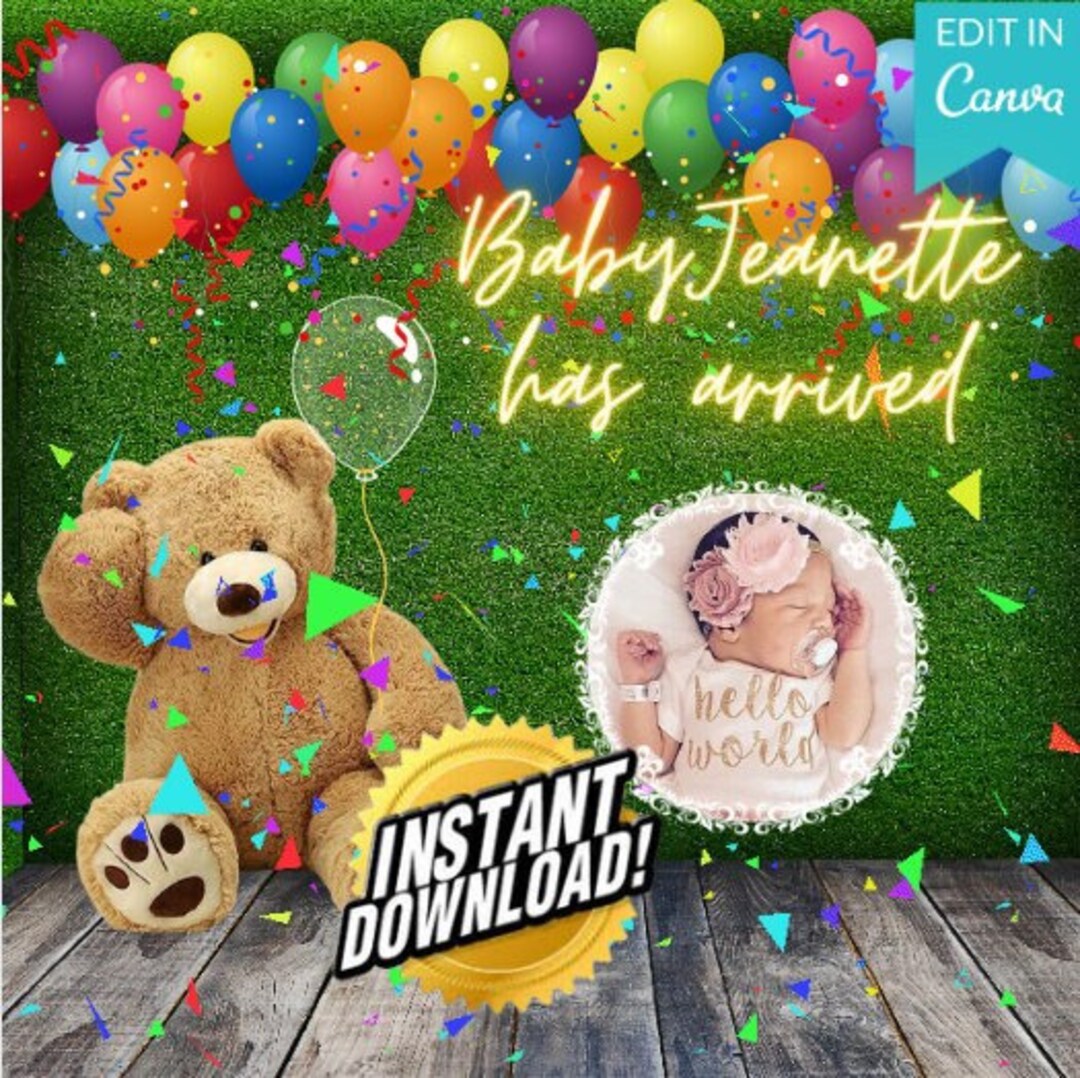 Animated Baby Arrival Announcement Text, Email or Use on Social Media ...