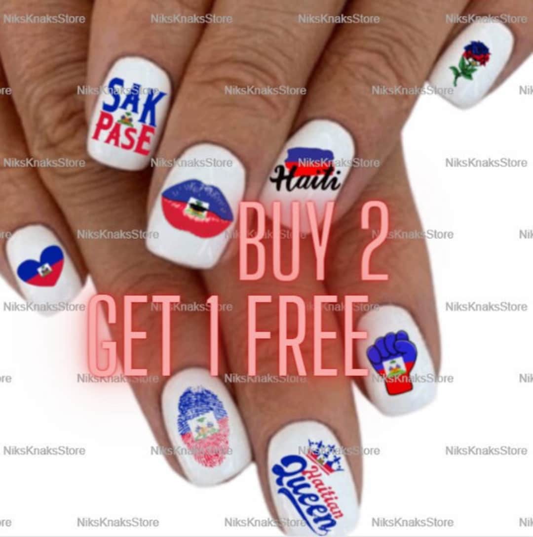 Haitian Pride DIY Manicure Haiti Nail Art. Buy 2 Sets Get 1 Decal Set ...