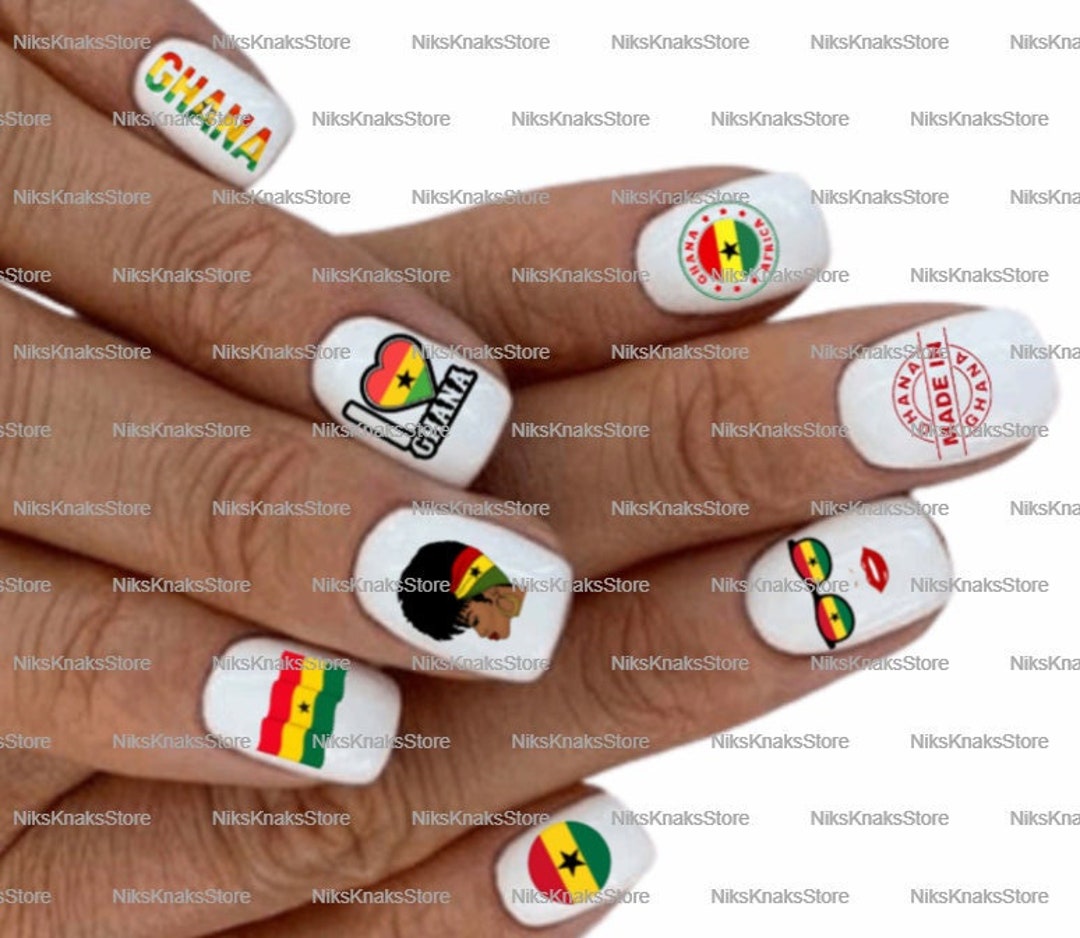 Ghana DIY Manicure Africa Ghanaian Pride Nail Art. Free Shipping ...