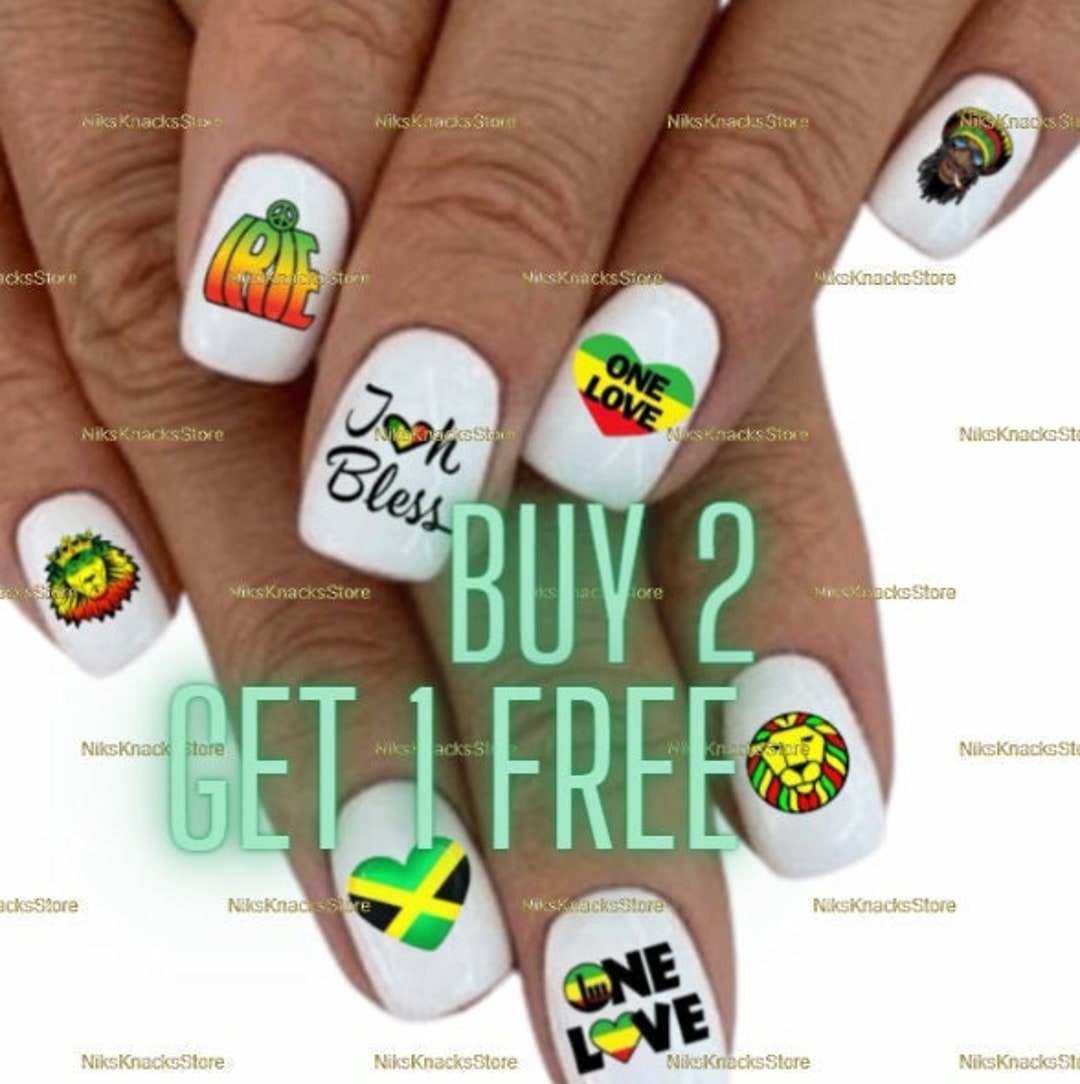 Jamaica Themed DIY Manicure Nail Art. Buy 2 Sets Get 1 Decal Set Free ...