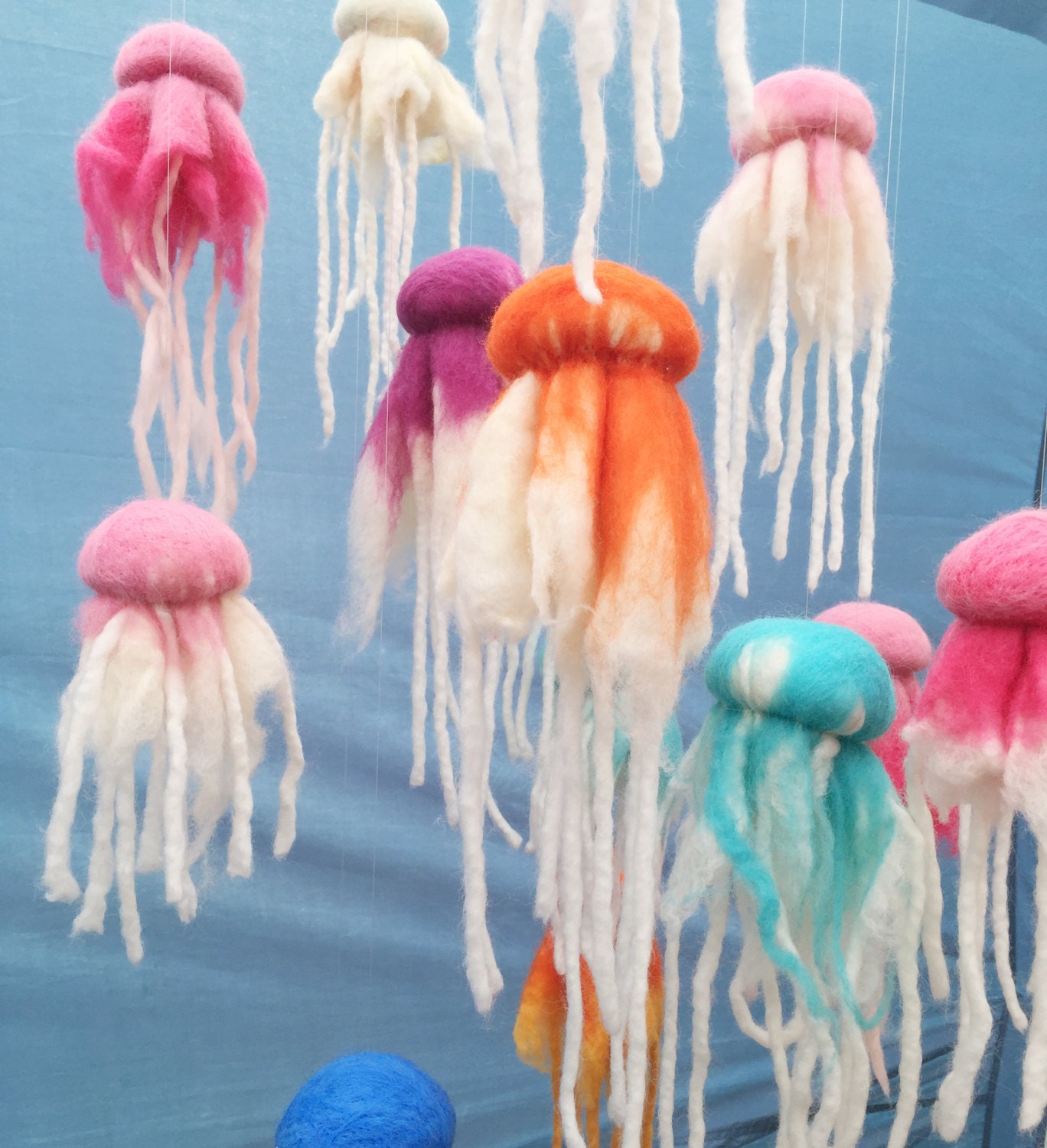 Cute Colourful Hanging Jellyfish. Wet Felted and Needle Felted. Hangs ...