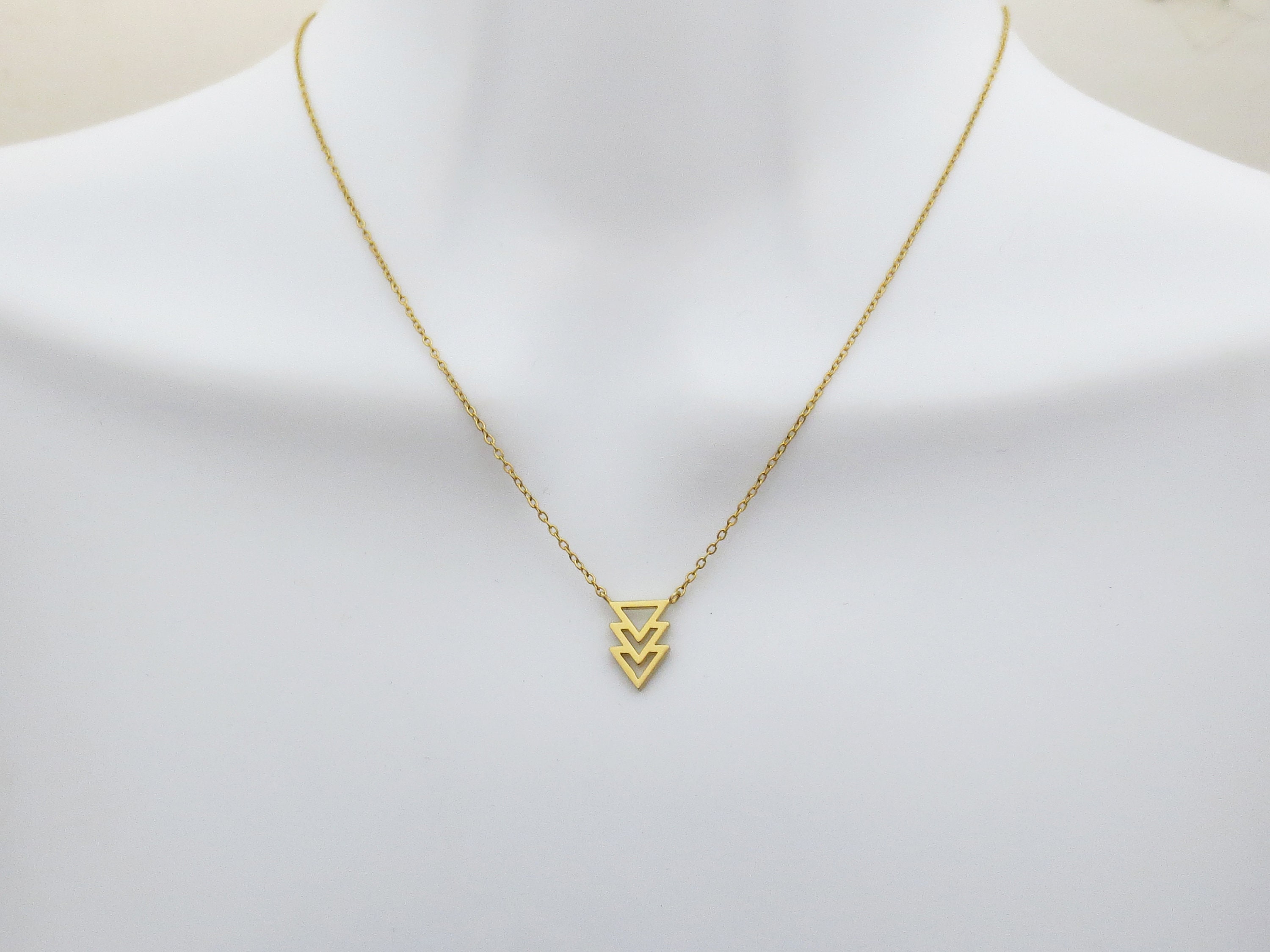 Inverted Triangle Necklace, Triangle Necklace, Geometric Necklace ...