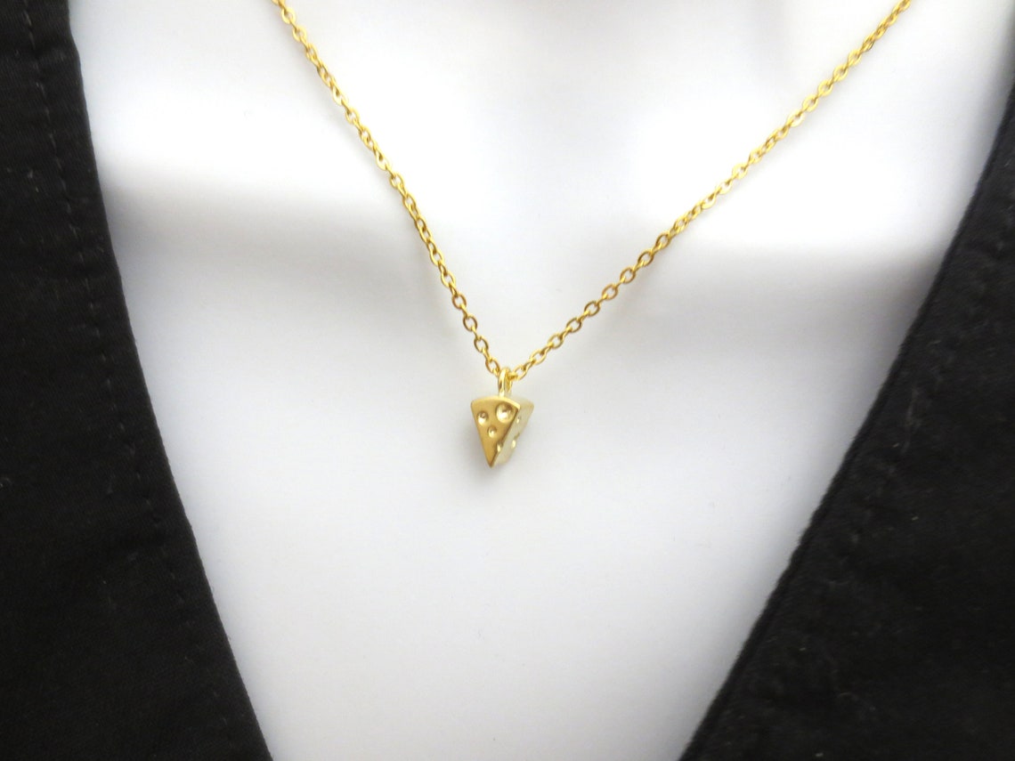 3D Cheese Necklace, Food Necklace, Gold Necklace, Cute Gift, Unique ...