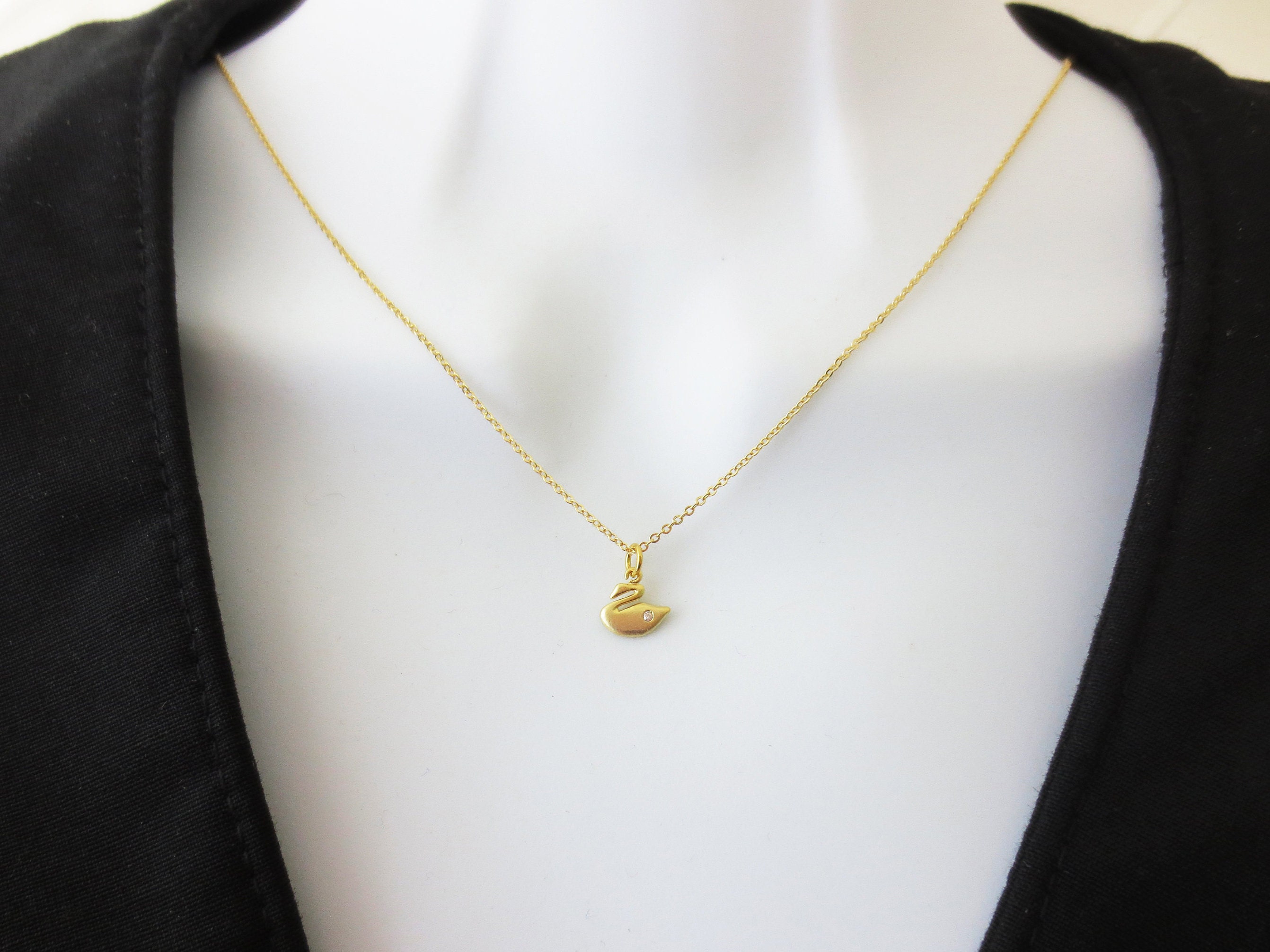 Cubic Necklace Swan Necklace Gold Necklace Silver Necklace Birthday ...