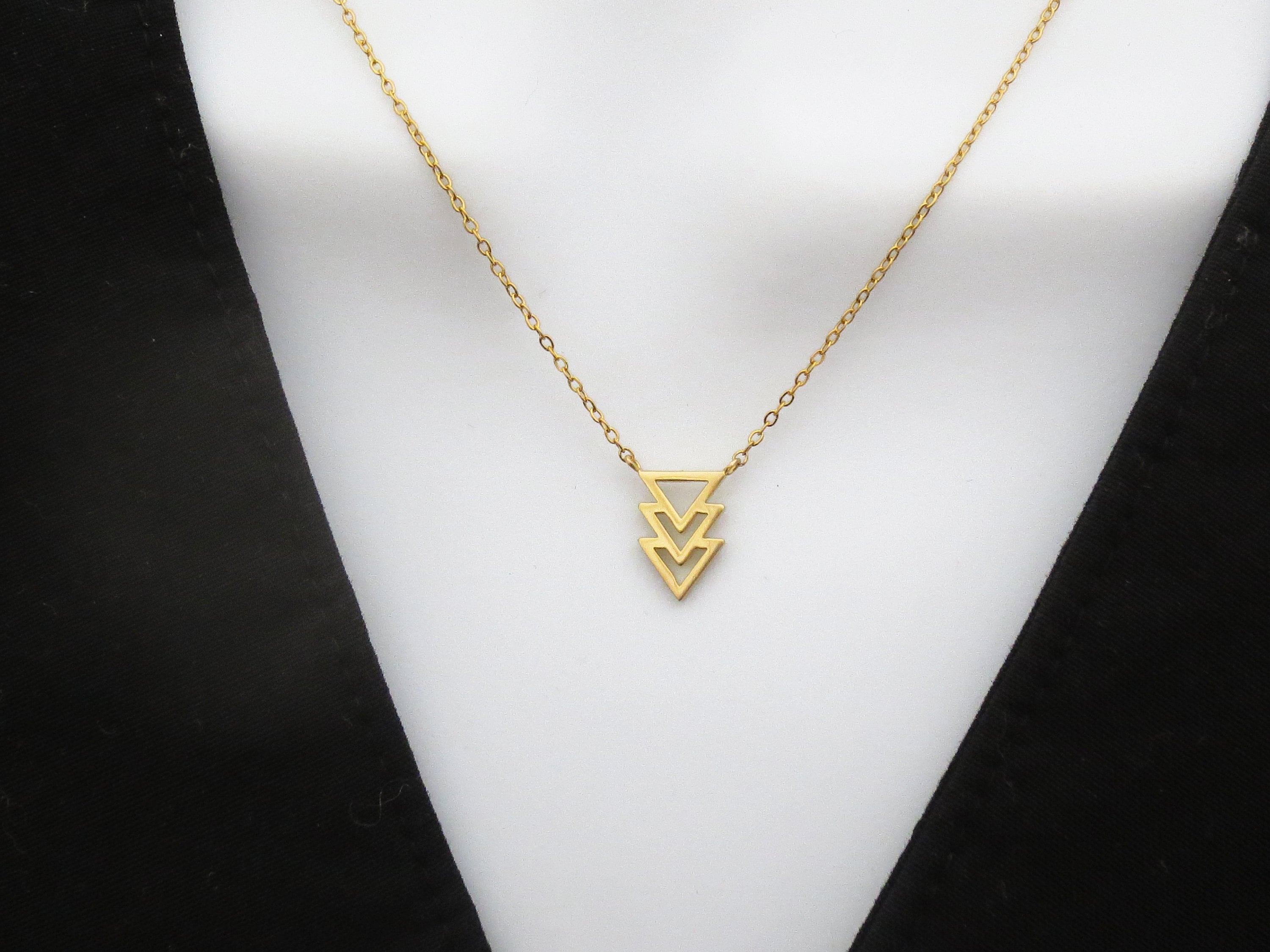 Inverted Triangle Necklace, Triangle Necklace, Geometric Necklace ...