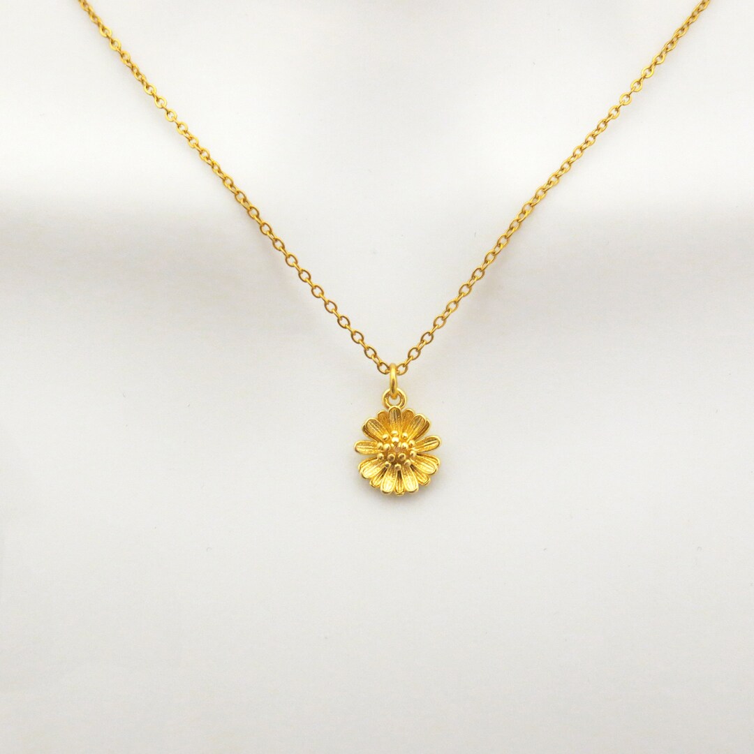 Gold Daisy Flower Necklace, Floral Necklace for Women Gift, Daisy ...