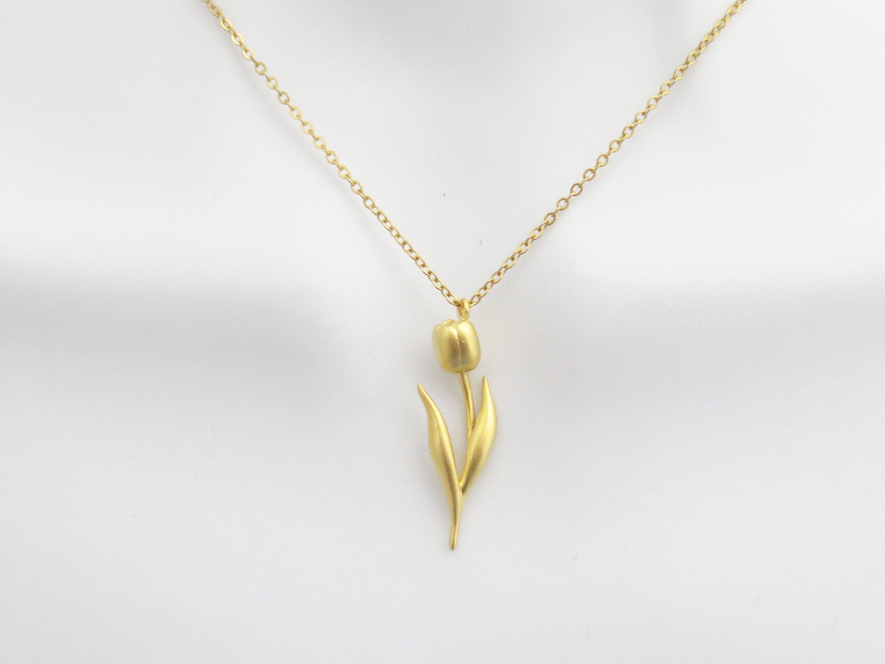 Tulip Necklace Flower Necklace Gold Tulip Necklace Gift for - Etsy