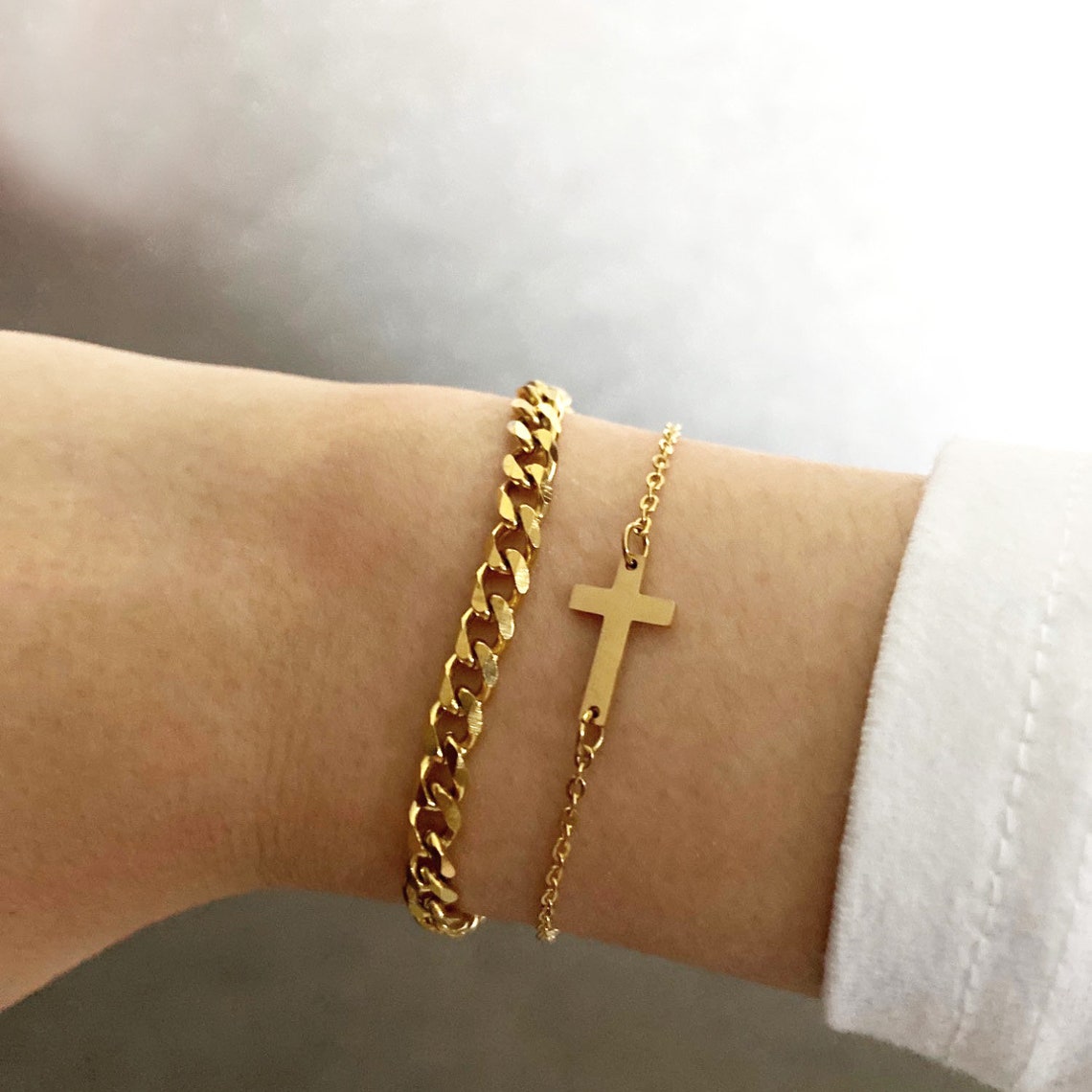 Cross Bracelet, Religious Bracelet, Sideways Cross, Christian Jewelry ...