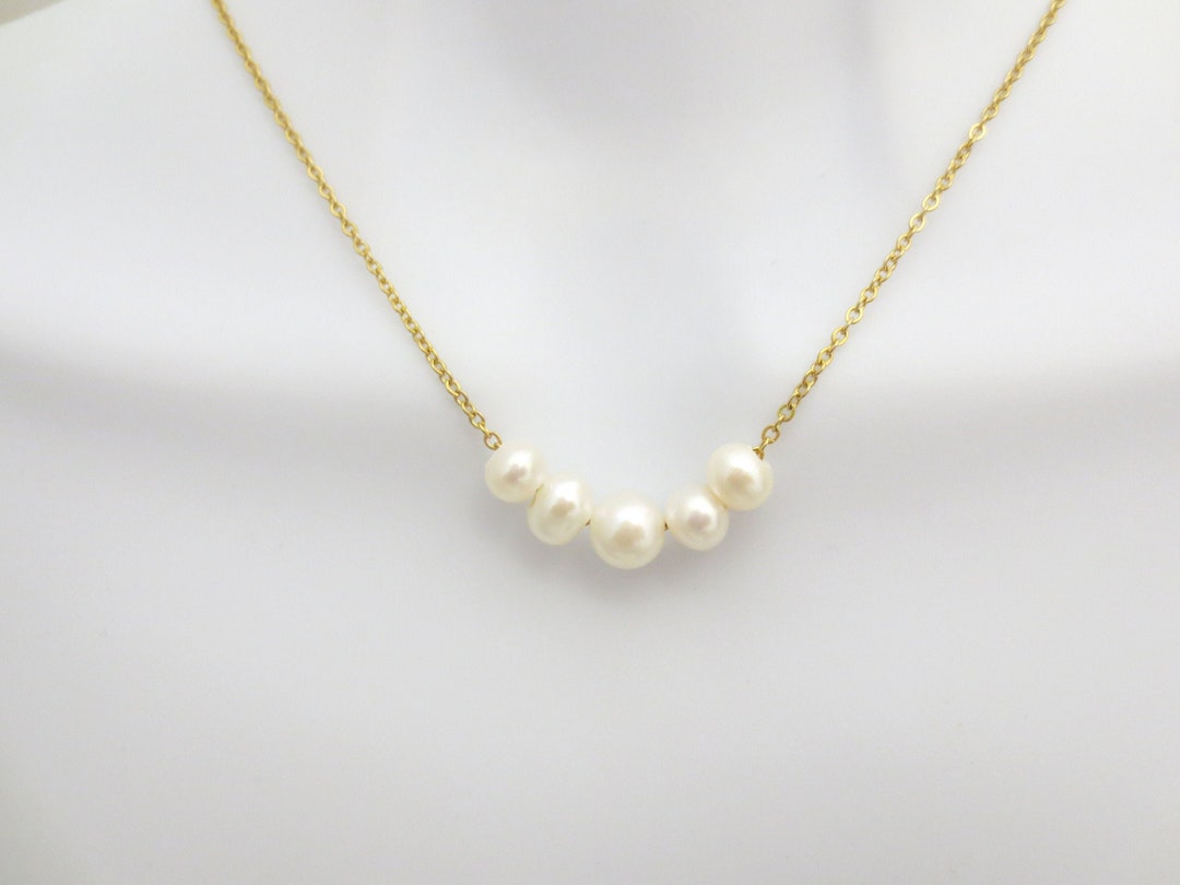 Gradual Pearl Necklace, Freshwater Pearl, Dainty Pearl Necklace ...
