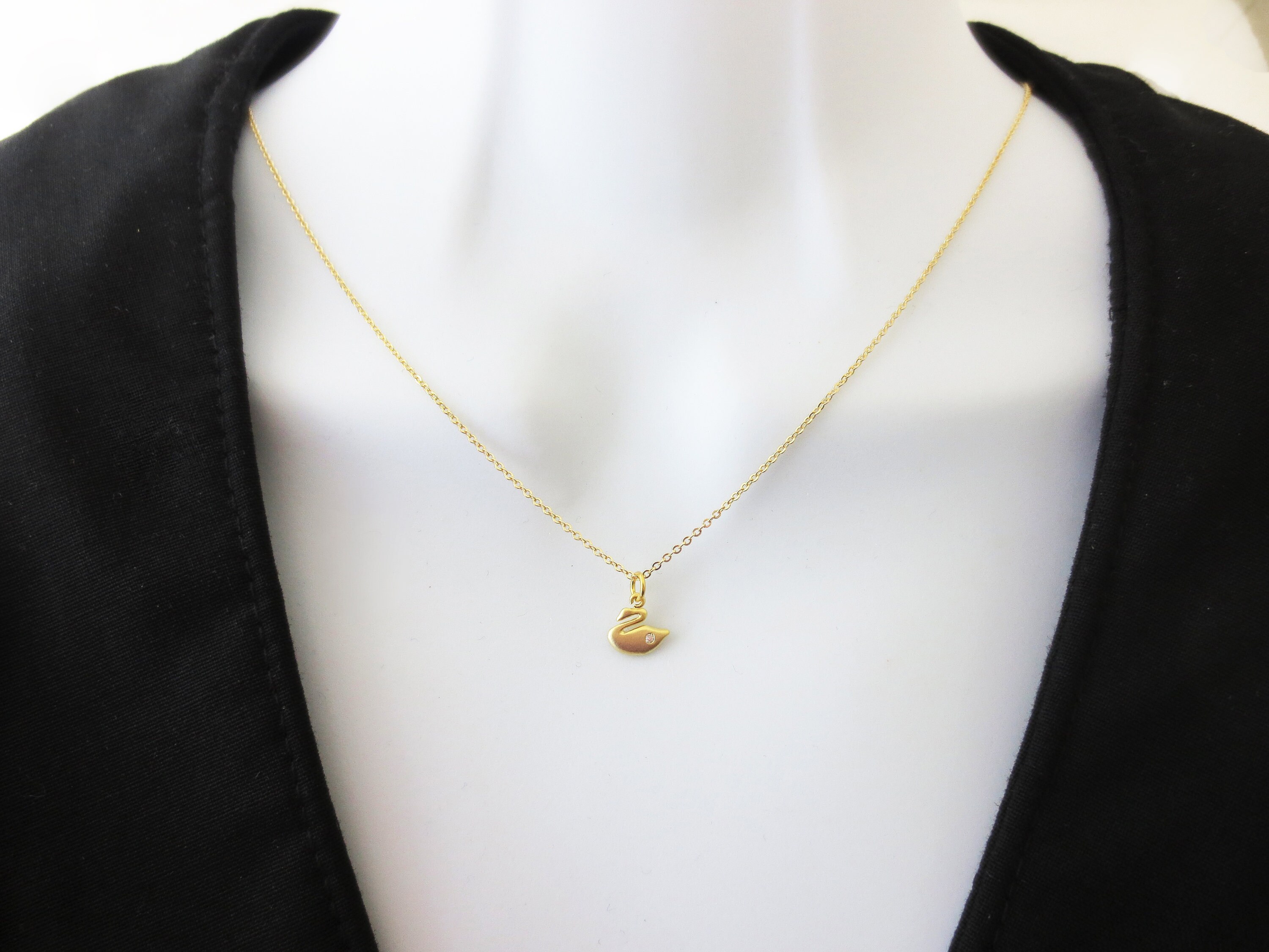 Cubic Necklace Swan Necklace Gold Necklace Silver Necklace Birthday ...