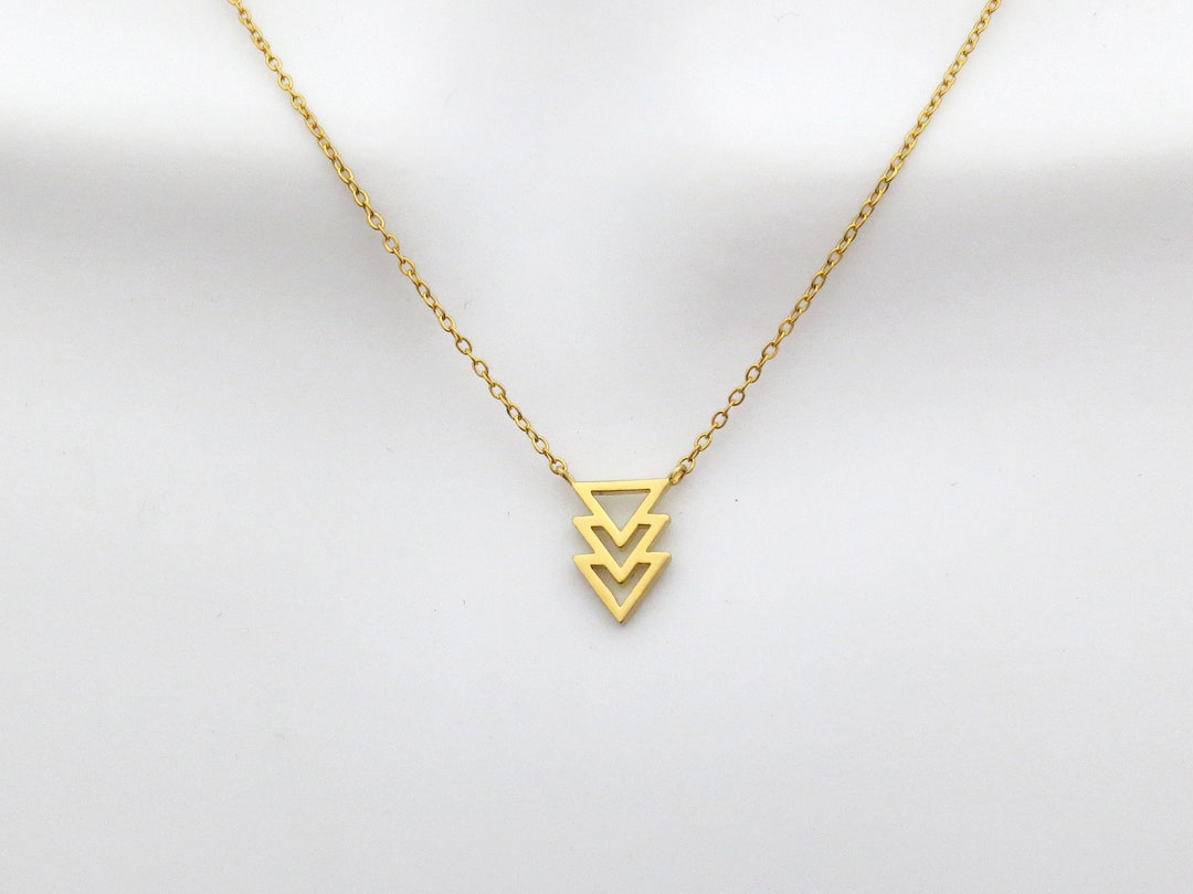 Inverted Triangle Necklace, Triangle Necklace, Geometric Necklace ...