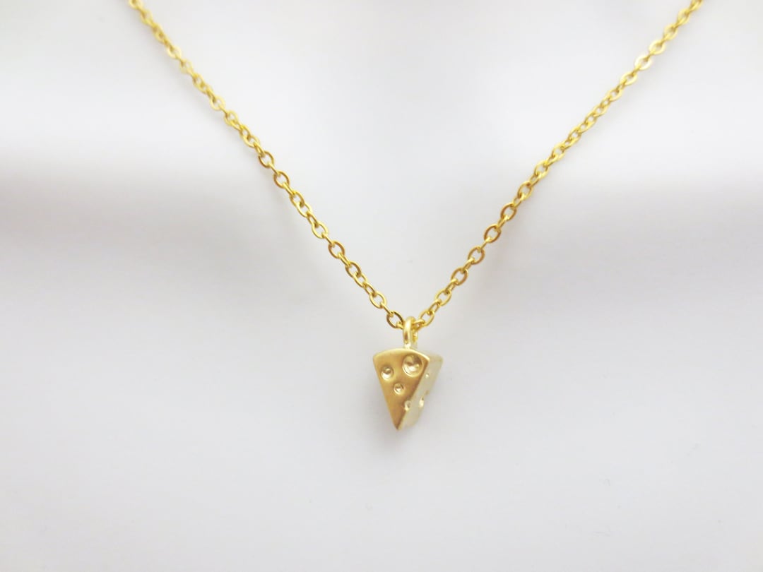 3D Cheese Necklace, Food Necklace, Gold Necklace, Cute Gift, Unique ...